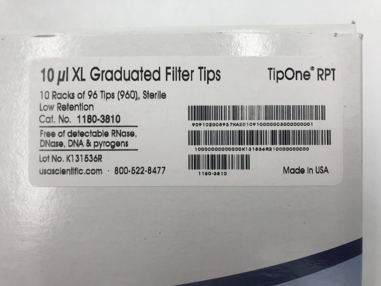 USA Scientific 1180-3810 10µl XL Graduated Filter Tips TipOne RPT 10 ...