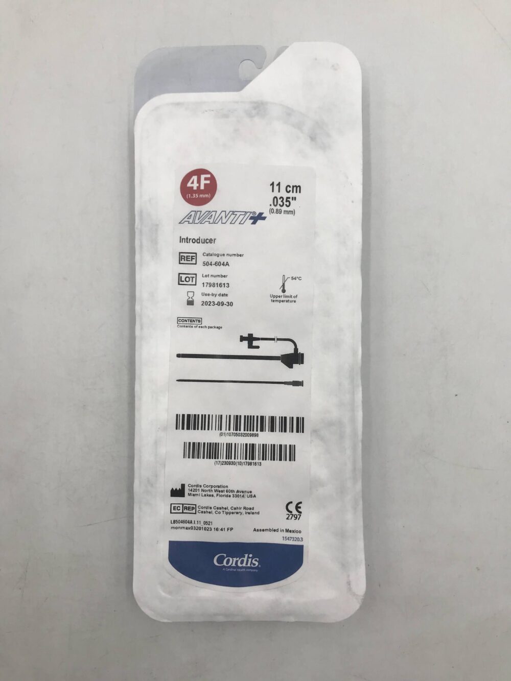 Cordis 504-604A Avanti+ Introducer 4F 11cm .035" (0.89mm) (X) - GB TECH USA