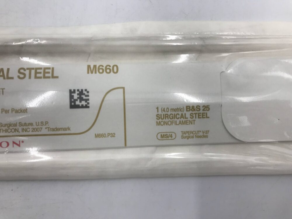 Ethicon M660 Surgical Steel 316L Stainless Steel Monofilament 1 (4.0m ...