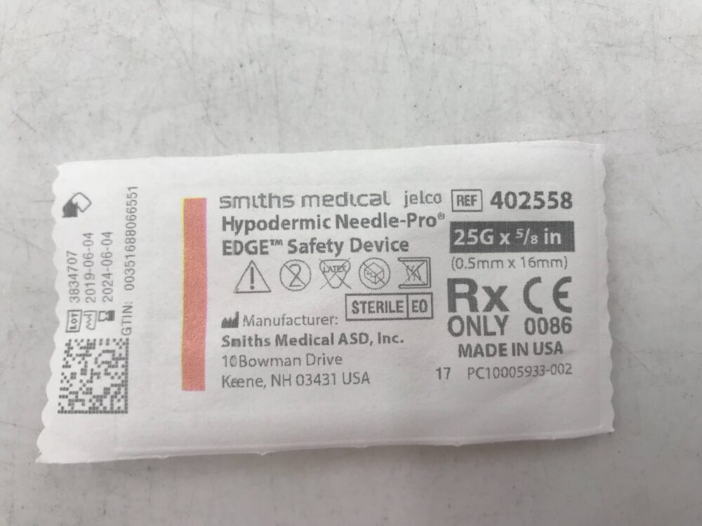 Smiths Medical 402558 Hypodermic Needle-Pro Edge Safety Device 25G x 5 ...