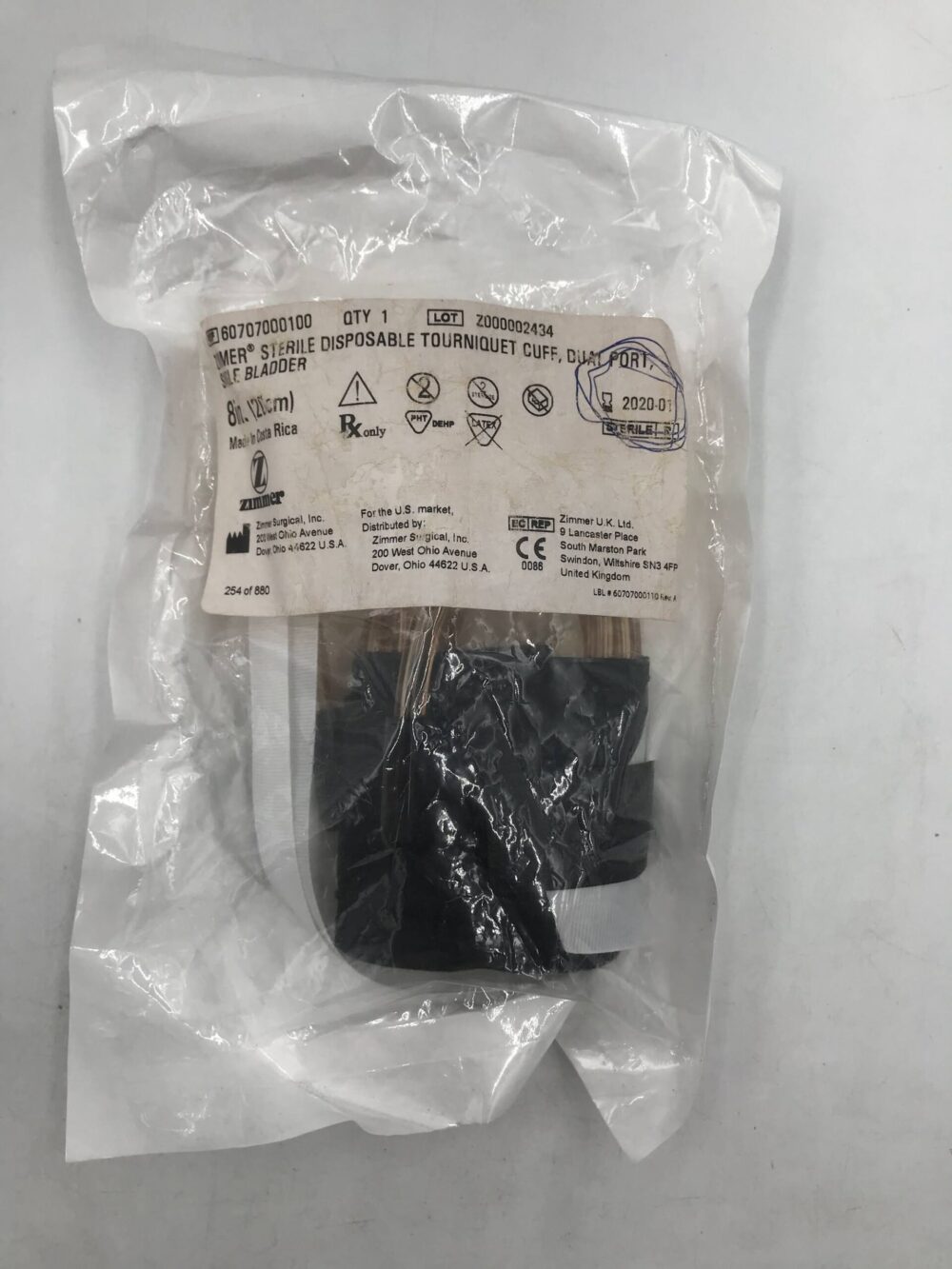 Zimmer 60707000100 Sterile Disposable Tourniquet Cuff Dual Port Single ...