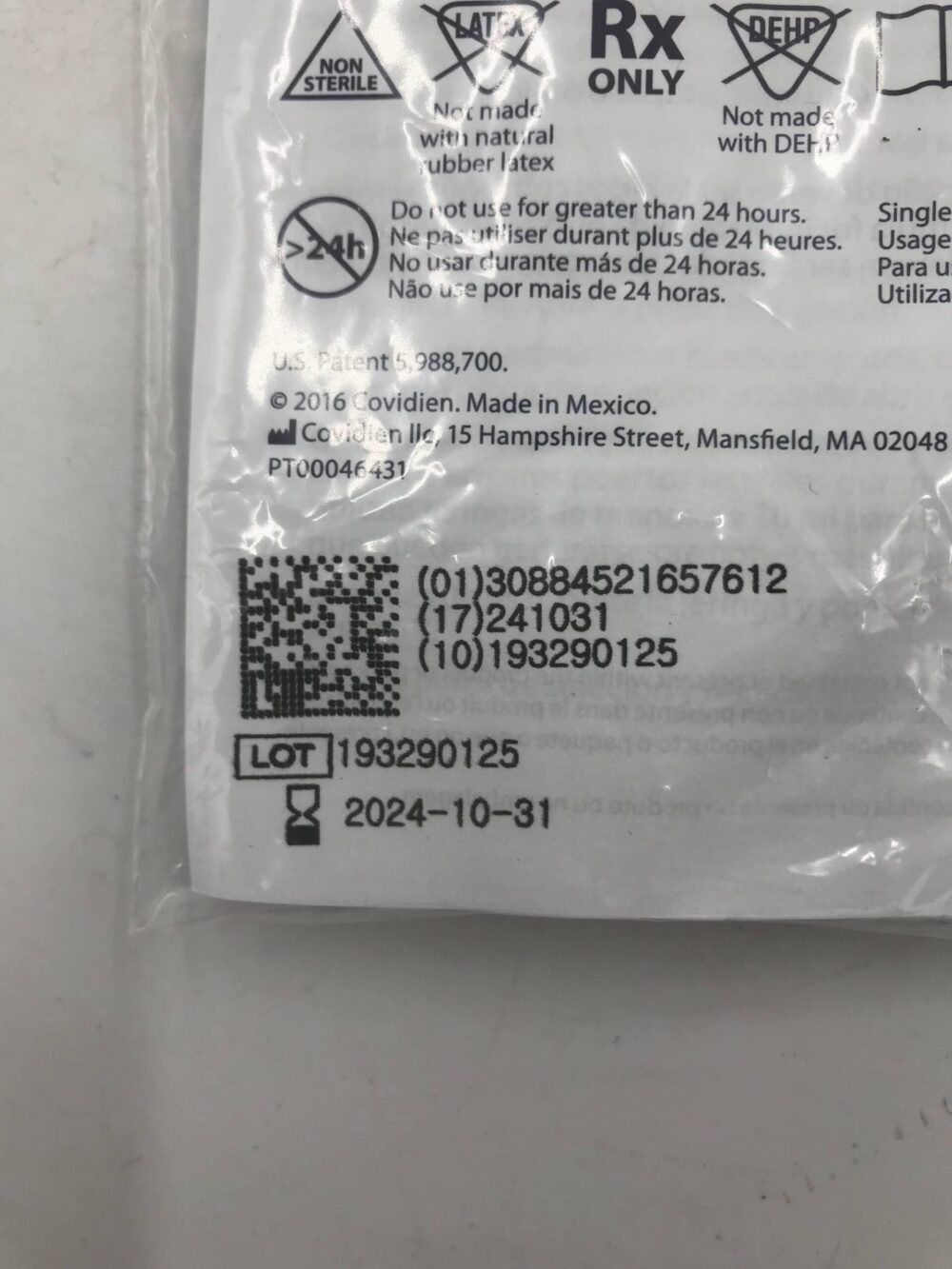 Covidien 8884705008E Kangaroo Y-Site Extension with ENFit Connection 6 ...