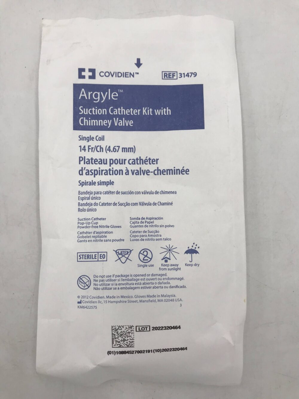 Covidien 31479 Argyle Suction Catheter Kit with Chimney Valve Single ...
