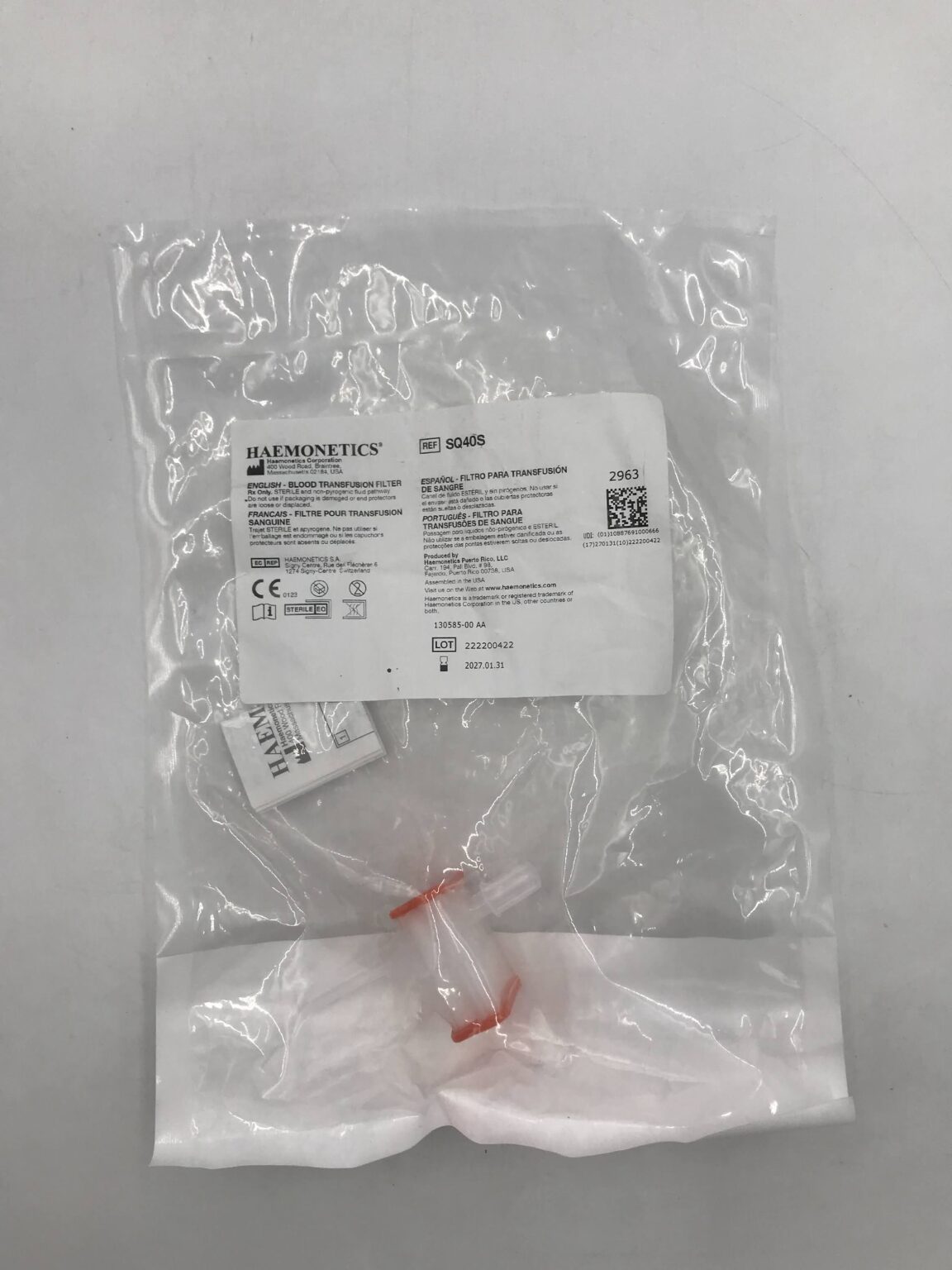 Haemonetics SQ40S Blood Transfusion Filter - GB TECH USA