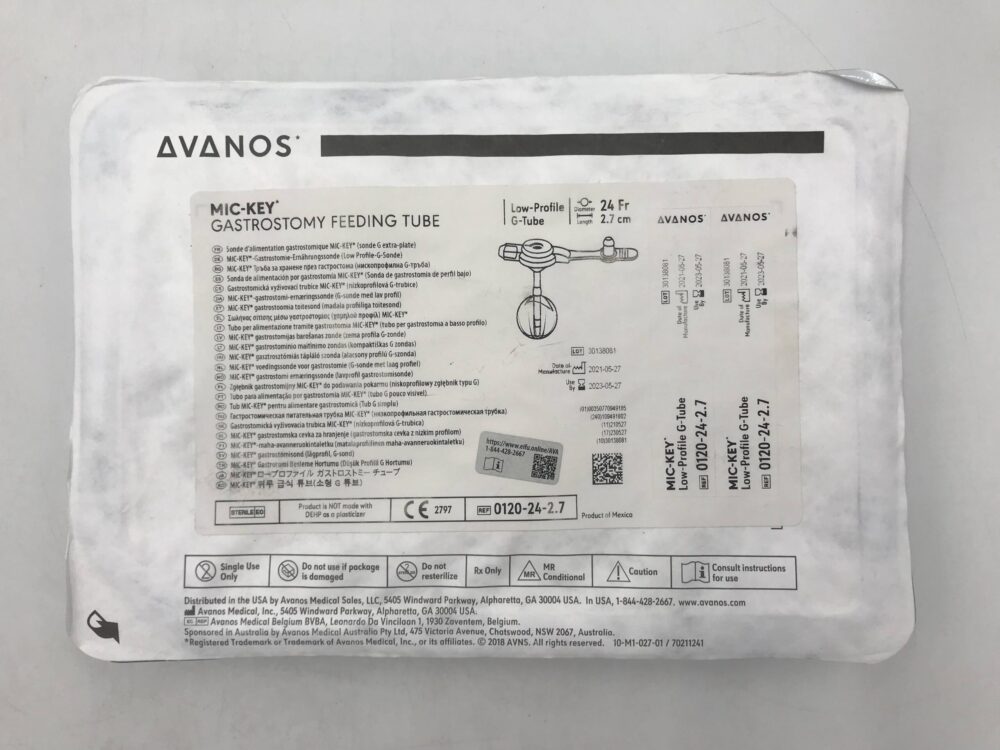 Avanos 0120-24-2.7 Mic-Key* Gastrostomy Feeding Tube Low-Profile G-Tube ...