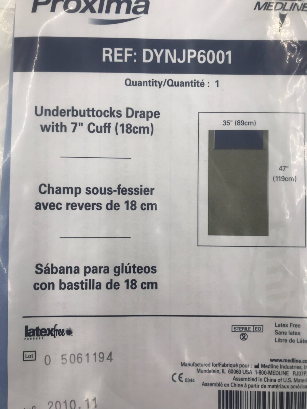 Medline DYNJP6001 Underbuttocks Drape with 7" Cuff 35" x 47" - GB TECH USA