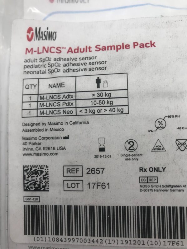 Masimo 2657 M-LNCS Adult Sample Pack Adult SpO2 Sensor, Pediatric SpO2 ...