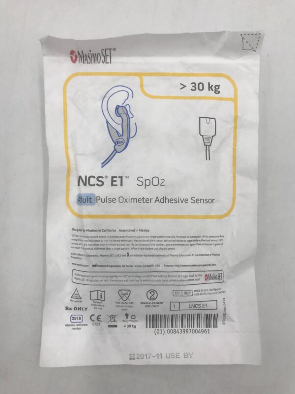 Masimo 2918 LNCS E1 SpO2 Adult Pulse Oximeter Adhesive Sensor (X) - GB ...
