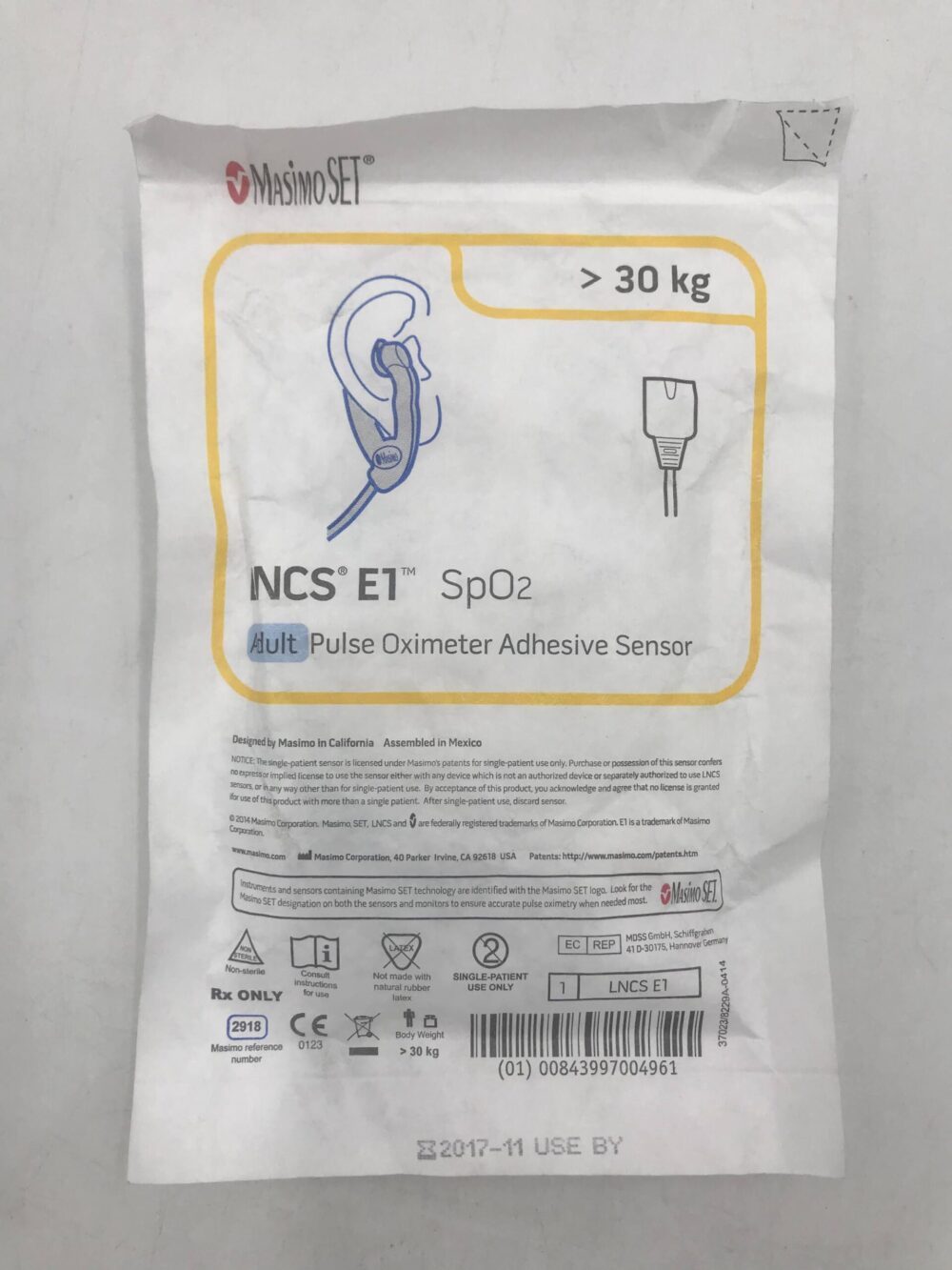 Masimo 2918 LNCS E1 SpO2 Adult Pulse Oximeter Adhesive Sensor (X) - GB ...