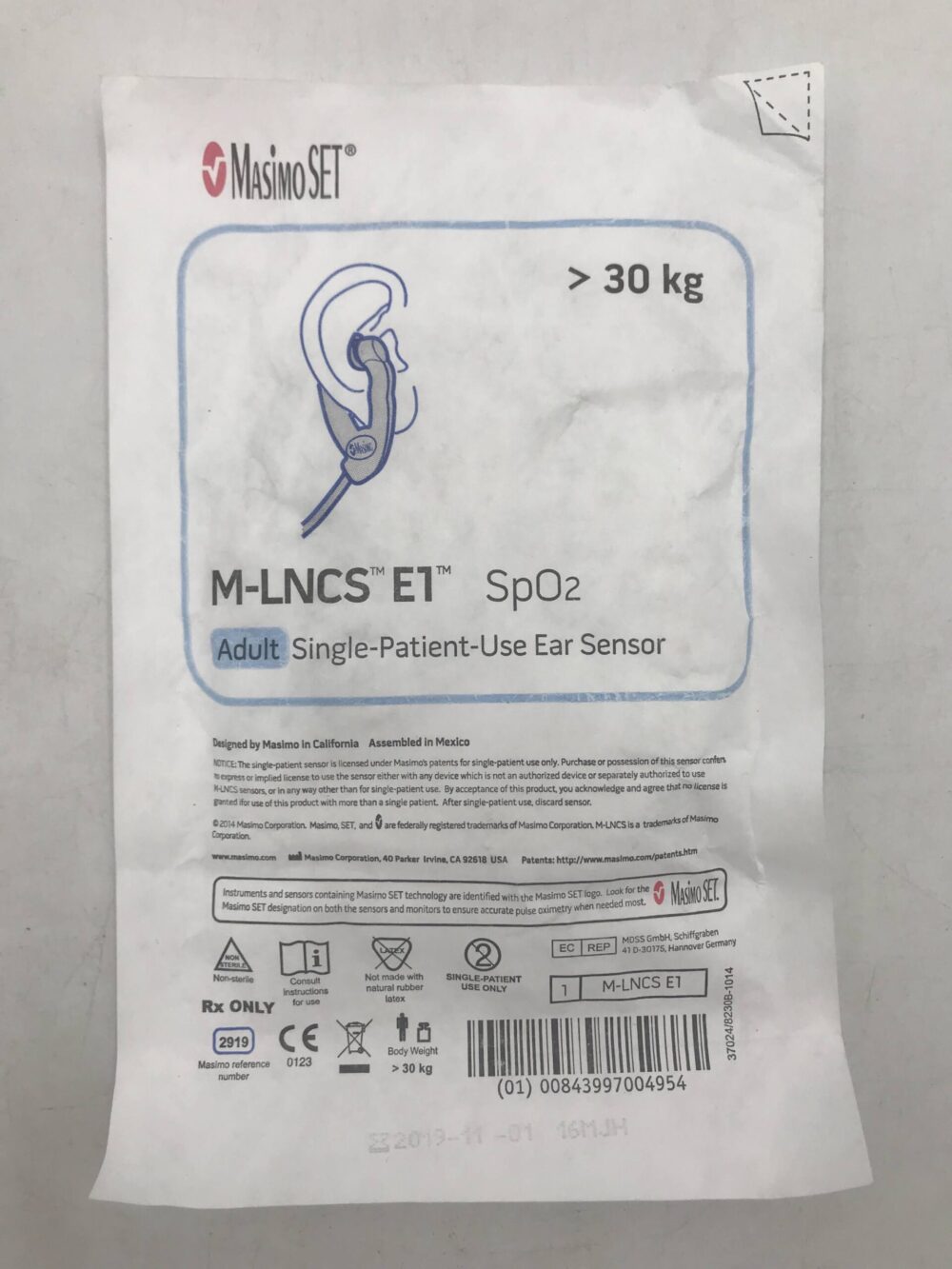 Masimo 2919 M-LNCS E1 SpO2 Adult Single-Patient-Use Ear Sensor >30kg (X ...