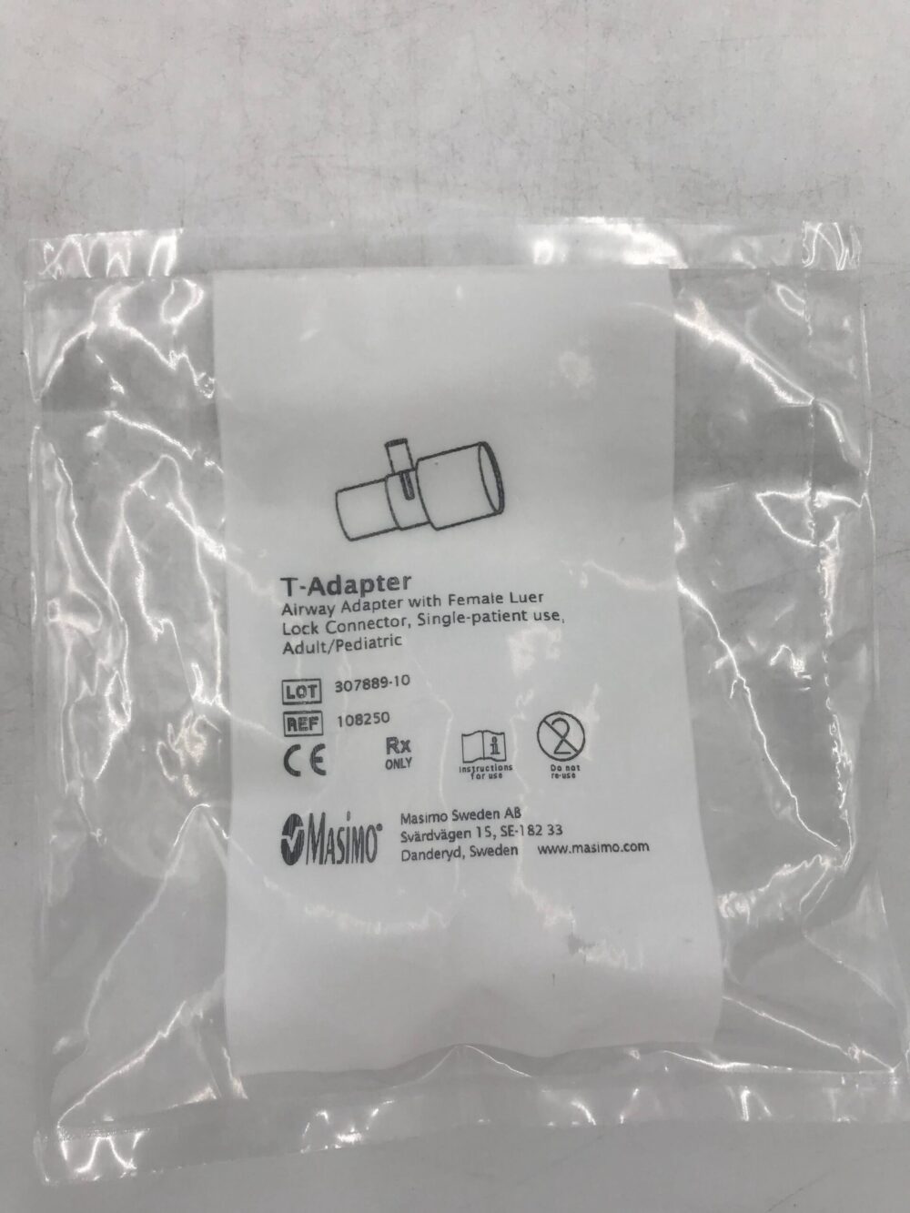 Masimo 108250 T-Adapter Airway Adapter with Female Luer Lock Connector ...
