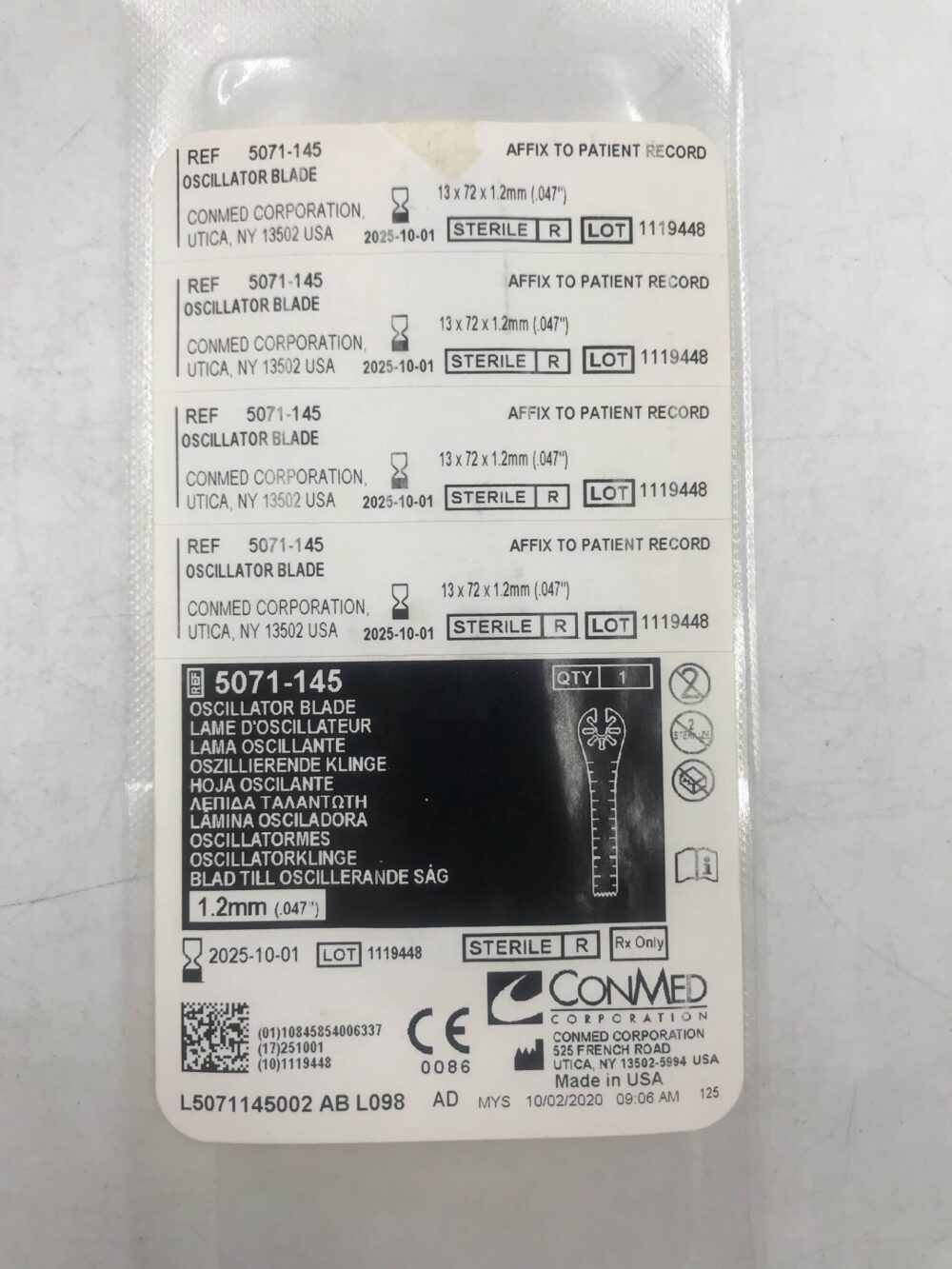 ConMed 5071-145 Oscillator Blade 13 x 72 x 1.2mm (.047") - GB TECH USA