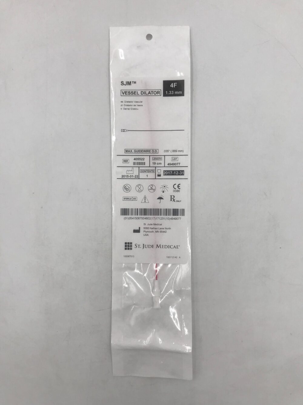 St.Jude 405522 Vessel Dilator 4F 1.33m (X) - GB TECH USA