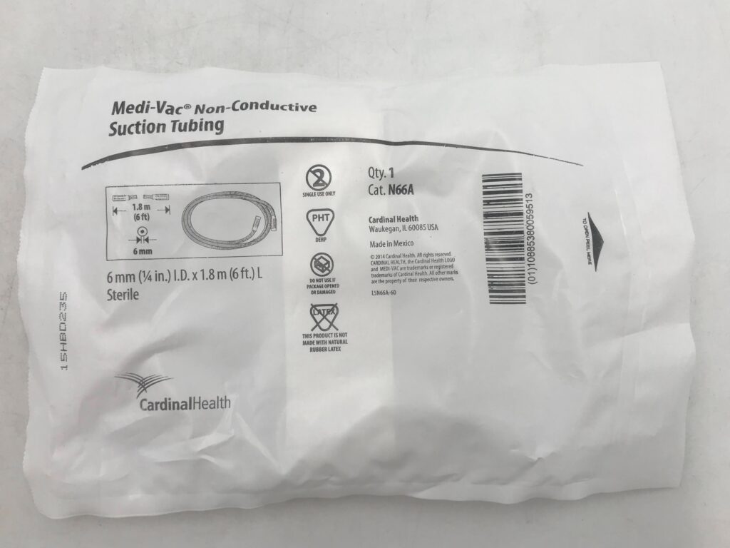 CARDINAL HEALTH N66A Medi-Vac Non-Conductive Suction Tubing 6mm x 1.8mm - GB TECH USA