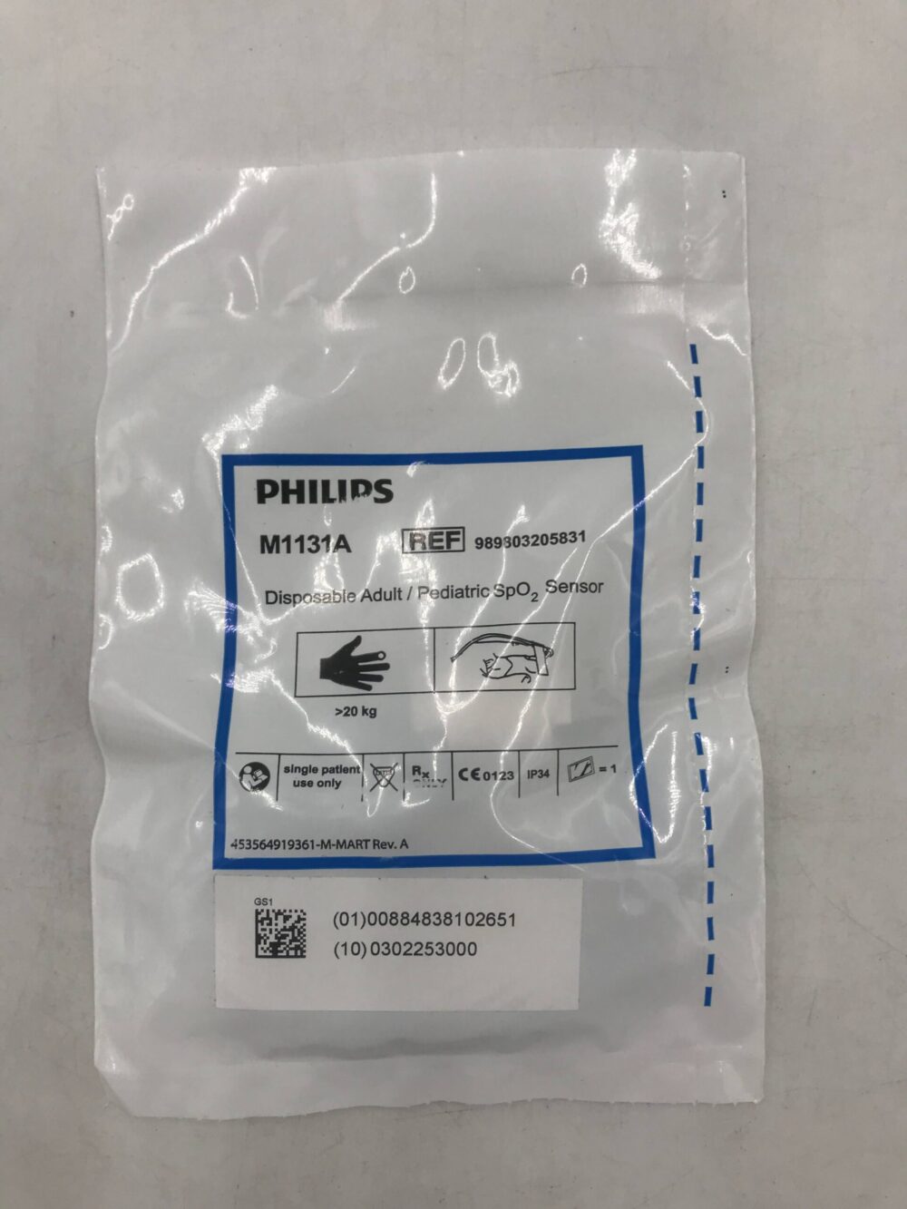 PHILIPS 989803205831 M1131A Disposable Adult/Pediatric SpO2 Sensor (20 ...