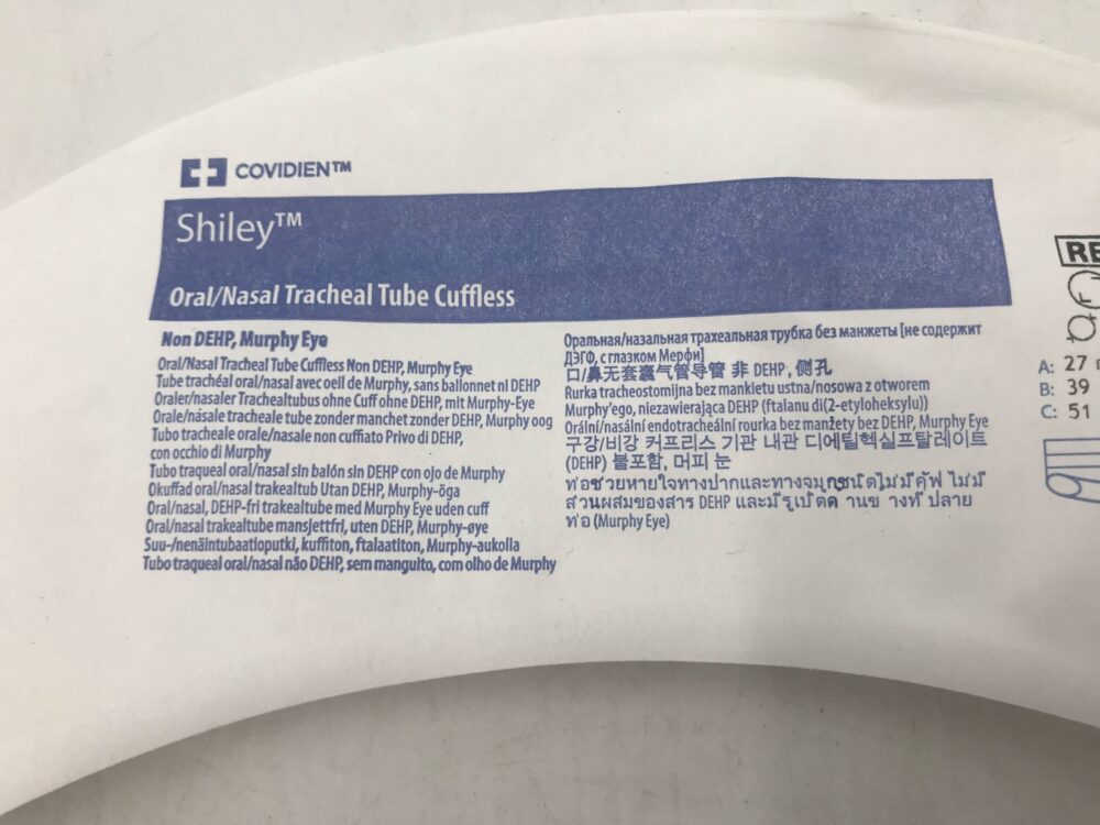 Covidien 86235 Shiley Oral/Nasal Tracheal Tube Cuffless Non Dehp Murphy ...