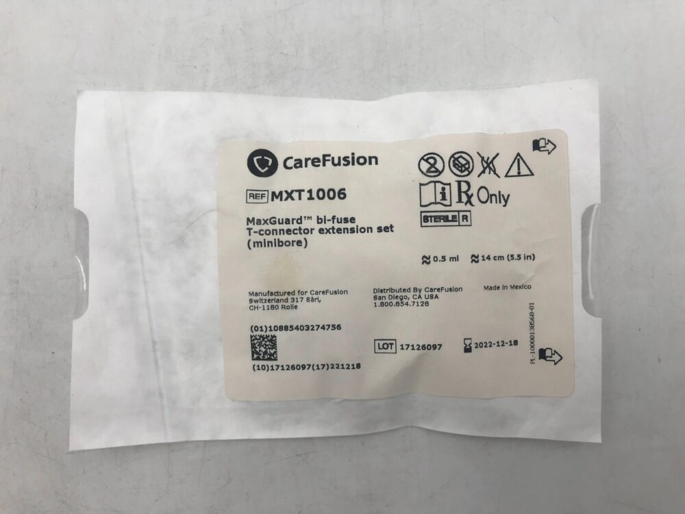 CareFusion MXT1006 MaxGuard Bi-Fuse T-Connector Extension Set 14cm x 0 ...