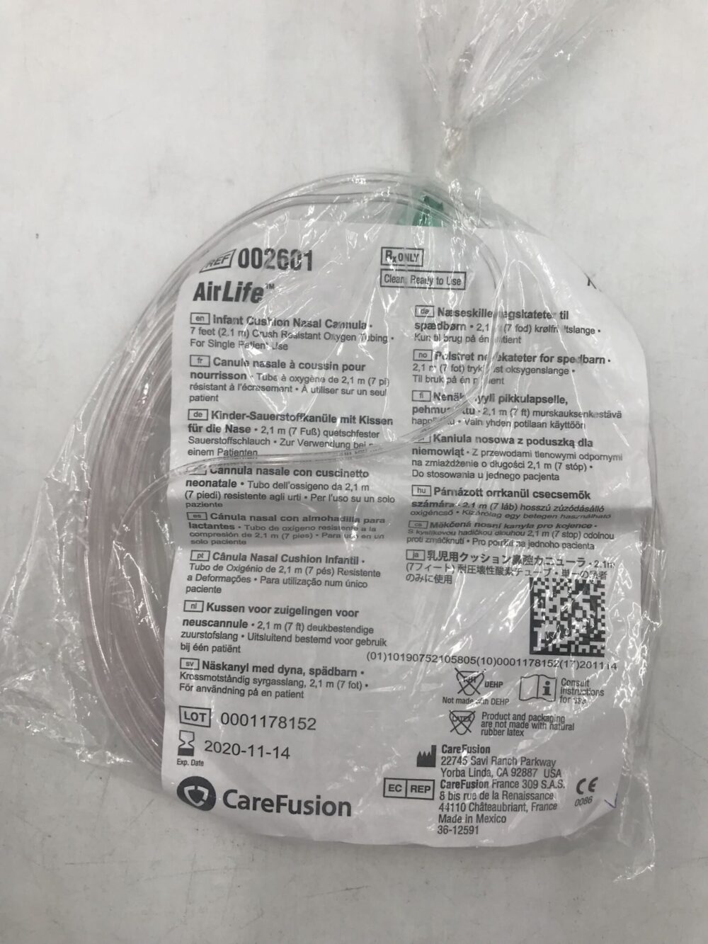 CareFusion 002601 AirLife Infant Cushion Nasal Cannula 7 feet (2.1m ...