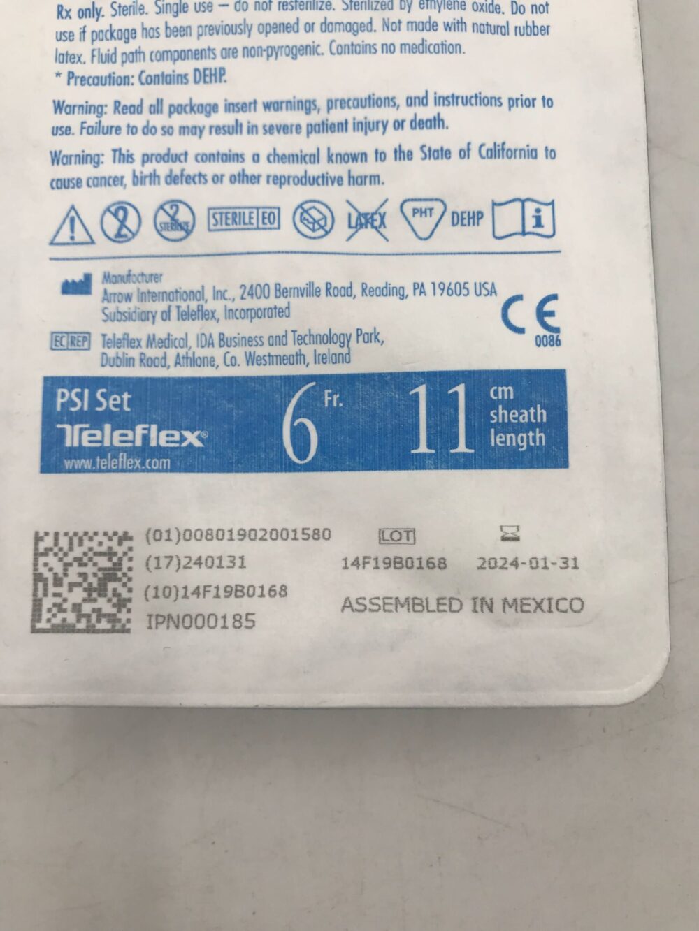 Arrow CP-08603 Percutaneous Sheath Introducer Set 6Fr 11cm Sheath ...