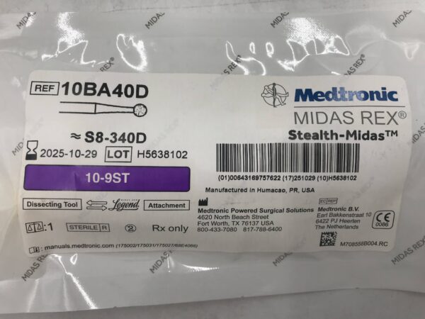 Medtronic 10BA40D Midas Rex Stealth-Midas Dissecting Tool Legend ≈S8 ...