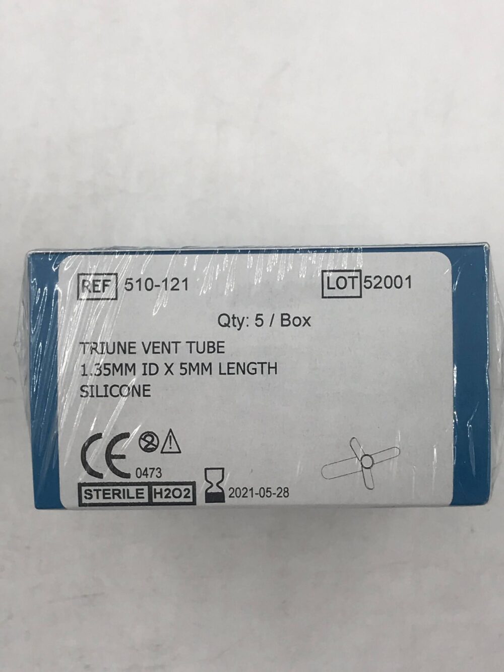 Grace Medical 510-121 Triune Vent Tube 1.35mm I.D. x 5mm Length Silicone (5/Box) (X) - GB TECH USA