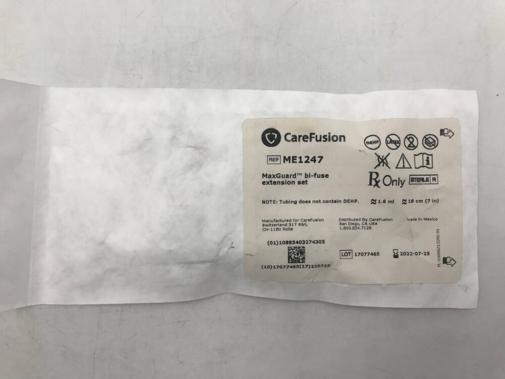 CareFusion ME1247 MaxGuard Bi-Fuse Extension Set ≈1.6ml ≈18cm (7in ...