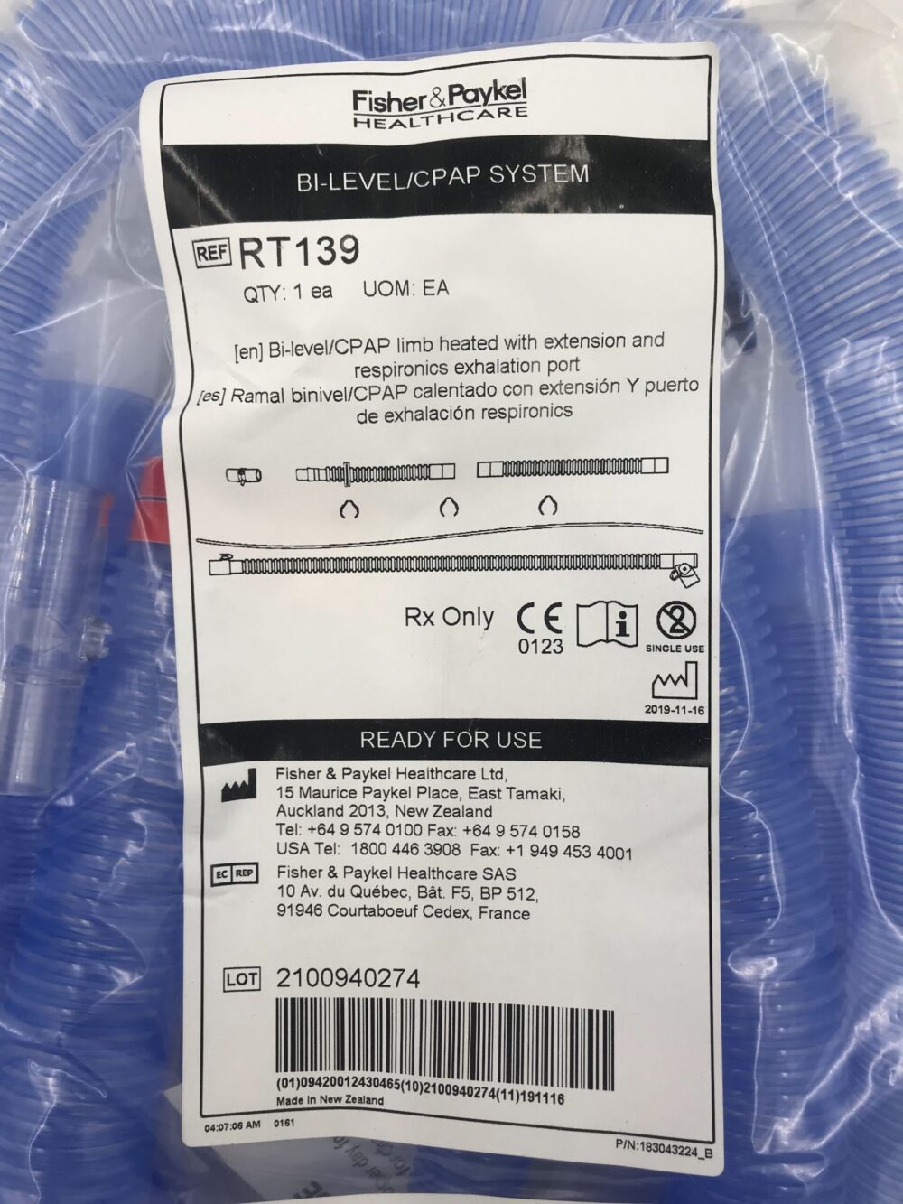 FISHER&PAYKEL RT139 Bi-Level/CPAP Limb Heated w/Extension and ...