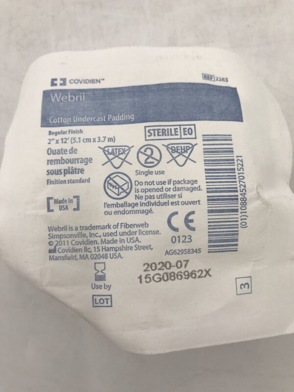 Covidien 2283 Webril Cotton Undercast Padding Regular Finish 2″ x 12 ...