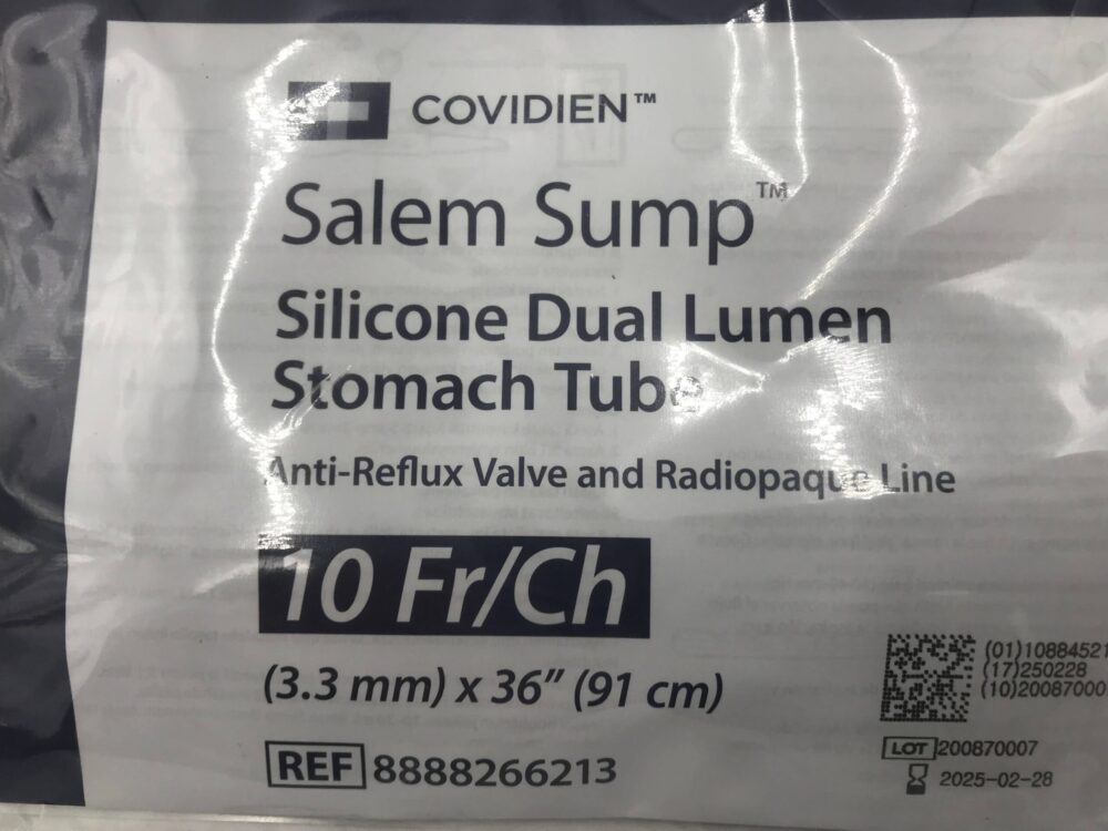 Covidien 8888266213 Salem Sump Silicone Dual Lumen Stomach Tube 10 Fr ...