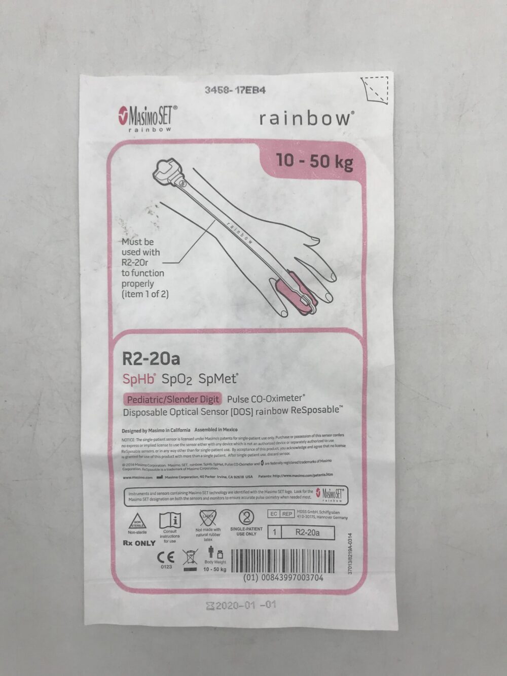 MASIMO R2-20a Rainbow SpHb SpO2 SpMet Pediatric/Slender Digit Pulse CO ...