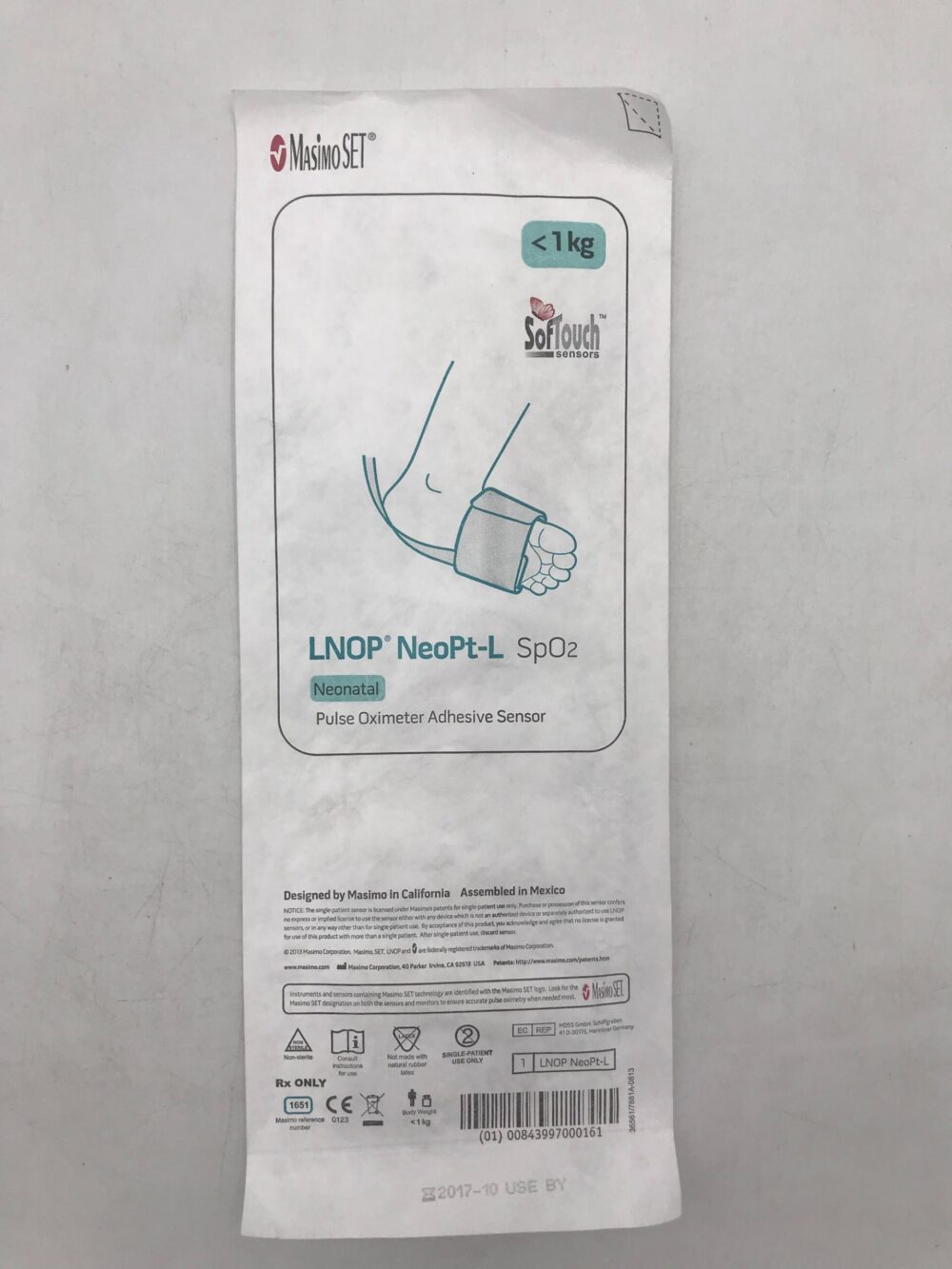 MASIMO 1651 SofTouch LNOP NeoPt-L SpO2 Neonatal Pulse Oximeter Adhesive ...