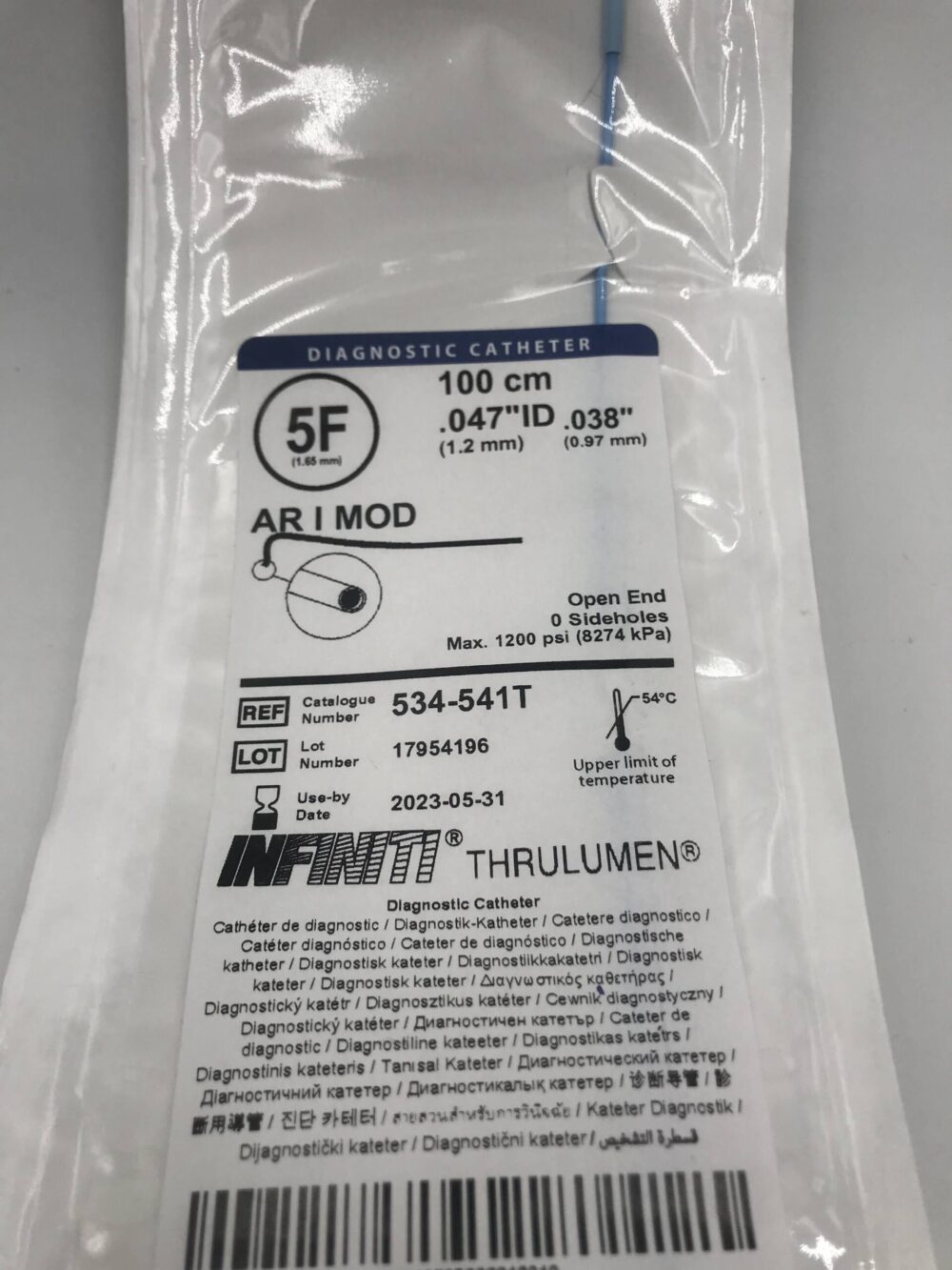 Cordis 534-541T Infiniti Thrulumen Diagnostic Catheter AR I MOD 5F ...