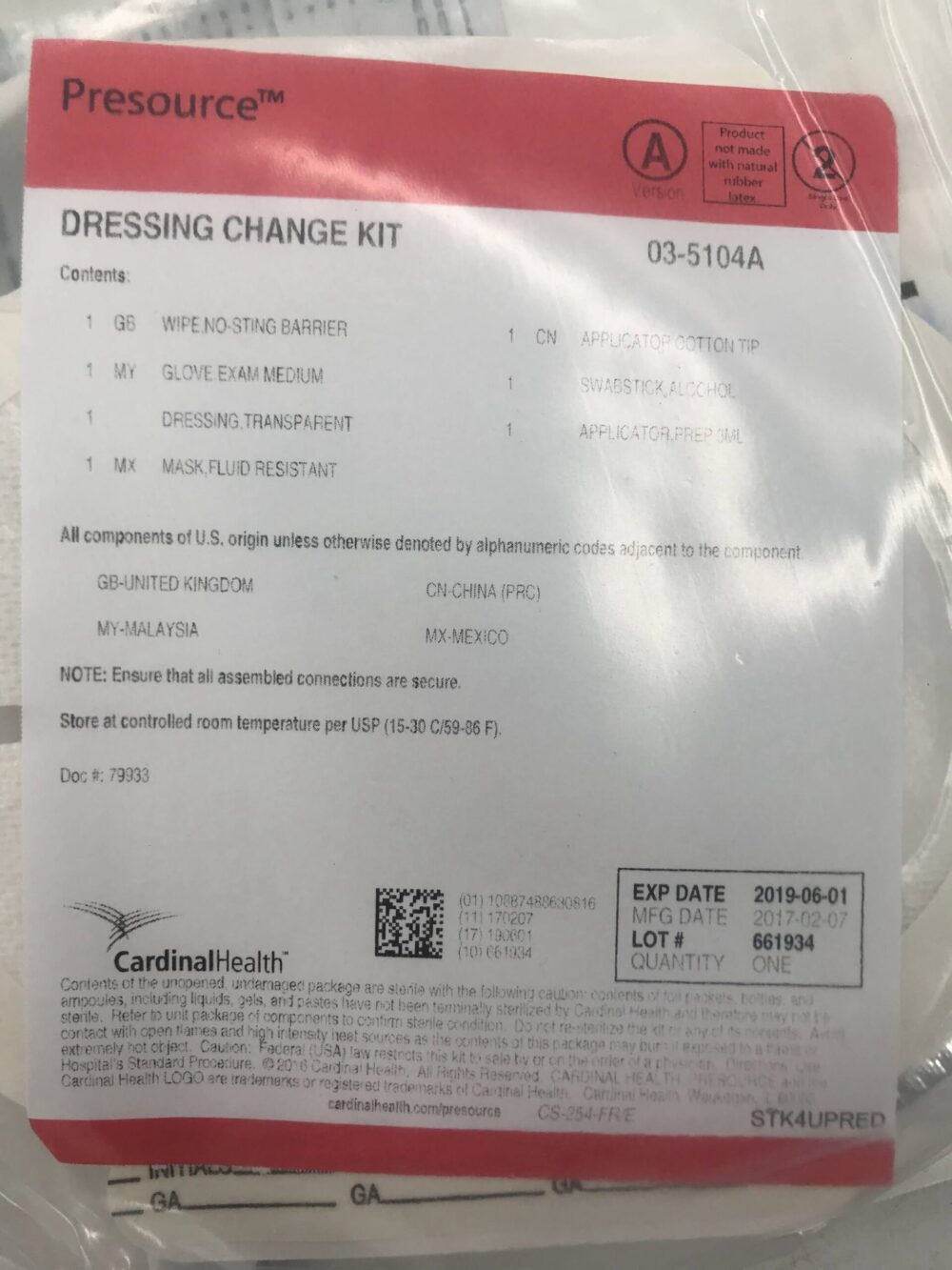 Cardinal Health 03-5104A Dressing Change Kit (X) - GB TECH USA