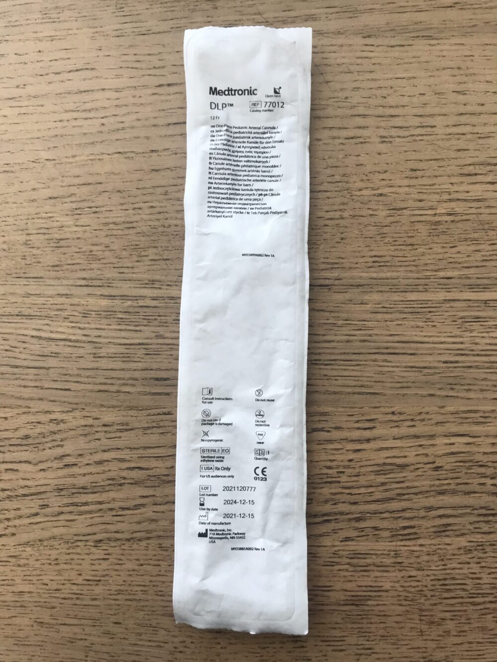 MEDTRONIC 77012 DLP One-Piece Pediatric Prterial Cannula 12F - GB TECH USA