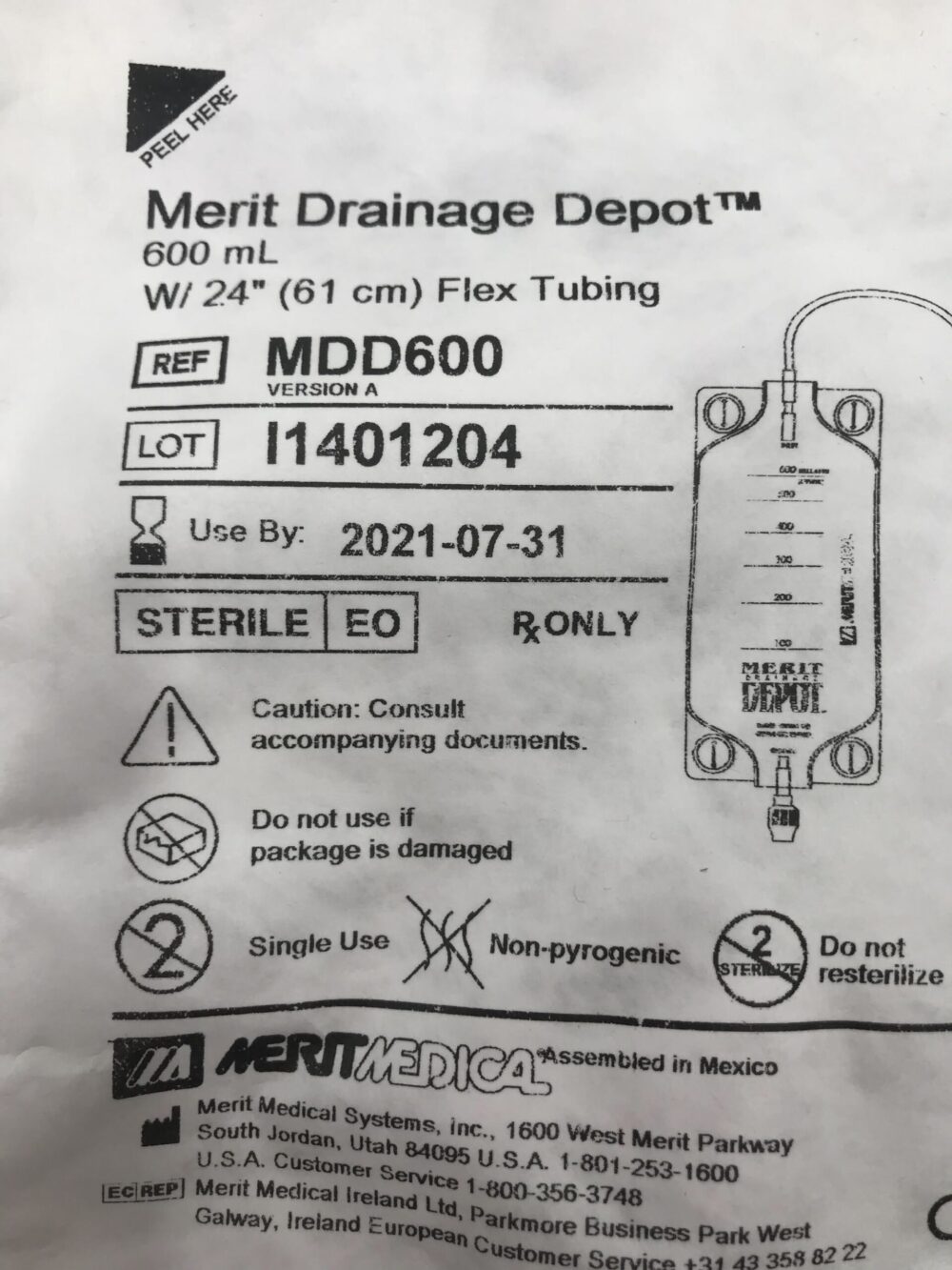 Merit Medical MDD600 Merit Drainage Depot 600mL (X) – GB TECH USA
