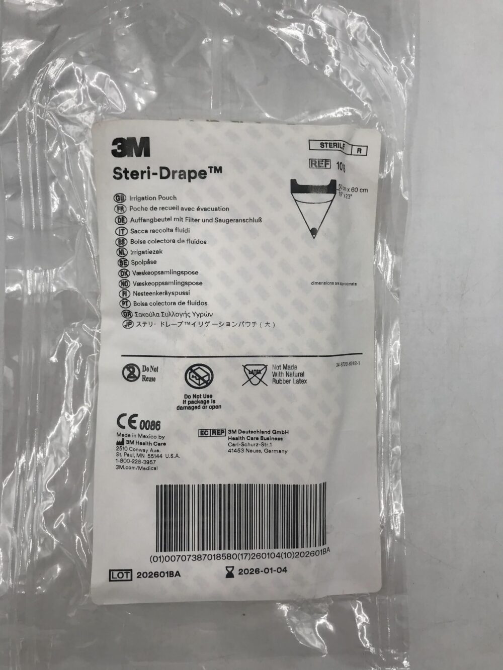 3M 1016 Steri-Drape Irrigation Pouch 50mm x 60cm (19" x 23") - GB TECH USA