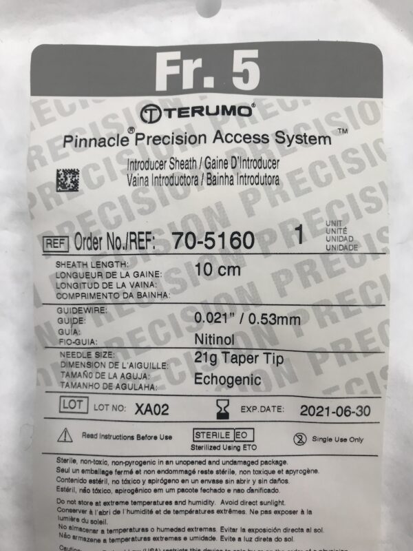 Terumo 70-5160 Pinnacle Precision Access System Introducer Sheath 5Fr. (X) – GB TECH USA