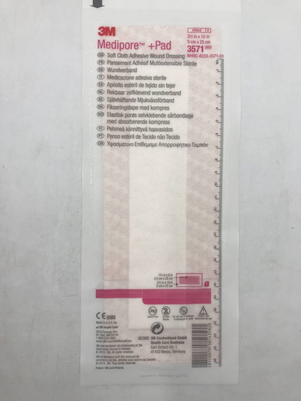 3M 3571 Medipore +Pad Soft Cloth Adhesive Wound Dressing 3-1/2in x 10in ...