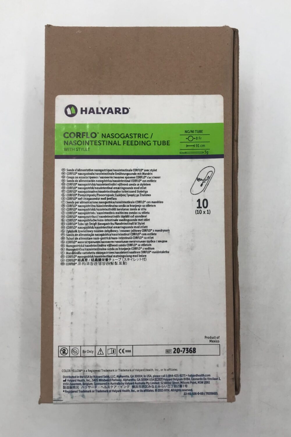 HALYARD 20-7368 Corflo Nasogastric / Nasointestinal Feeding Tube w ...