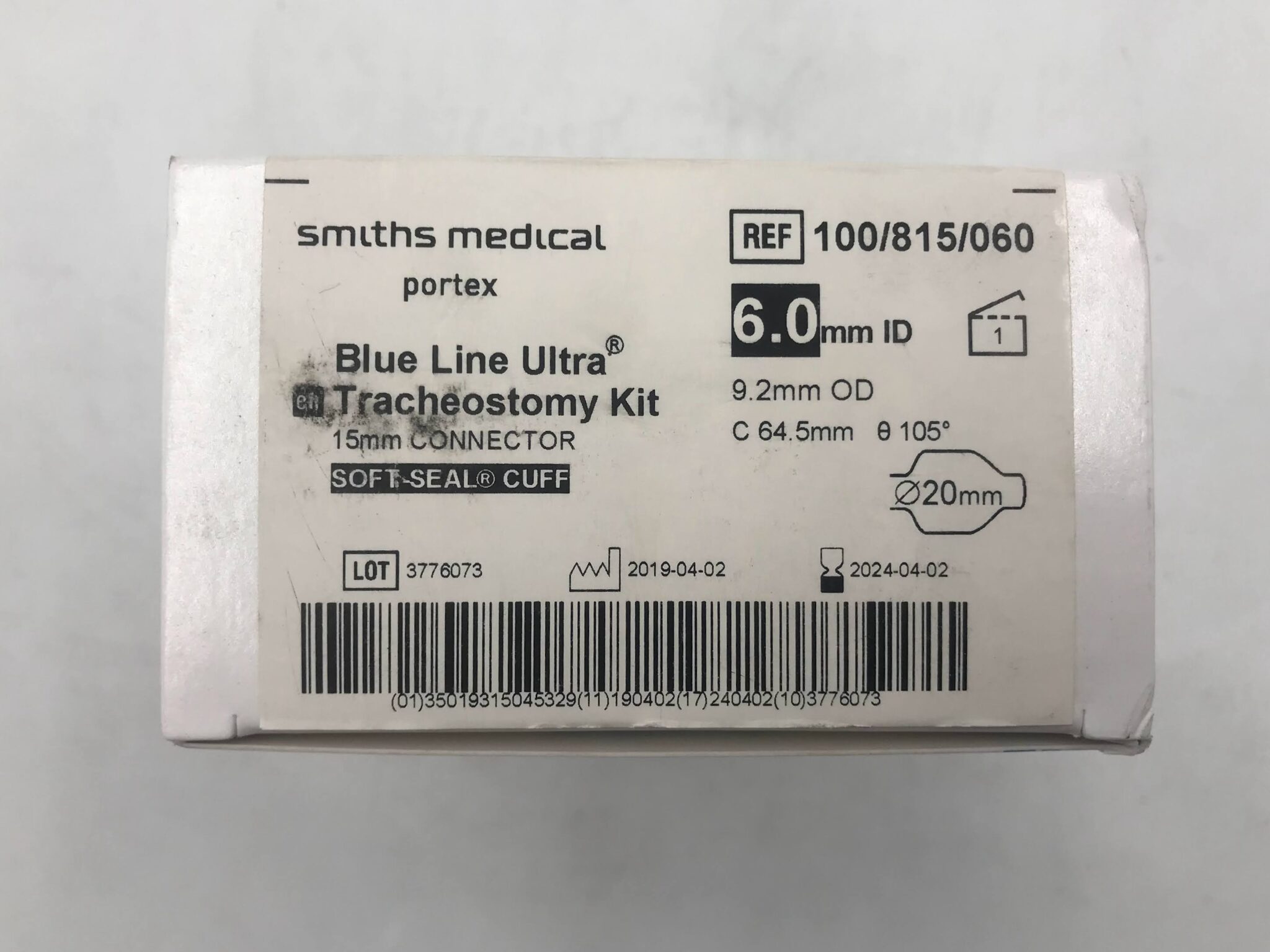 SMITHS MEDICAL 100/815/060 Portex Tracheostomy Kit Soft-Seal Cuff 6mm ...