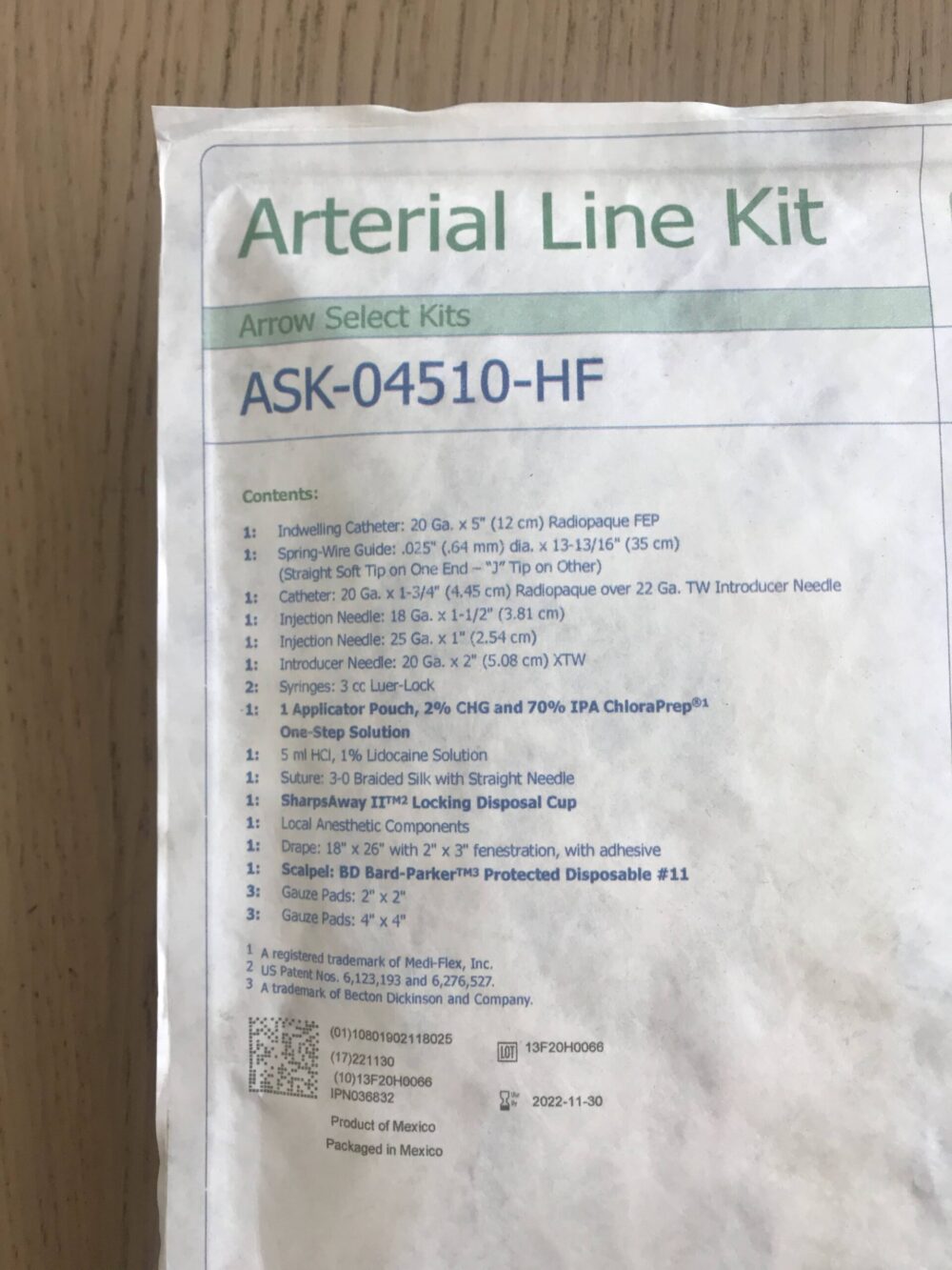 ARROW ASK-04510-HF Arterial Line Kit 20Ga x 12cm x .025in(X) - GB TECH USA