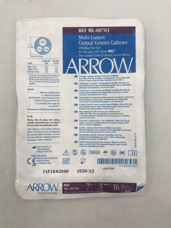 ARROW ML-00703 Multi-Lumen Central Venous Catheter 7F x 16cm(X) – GB ...