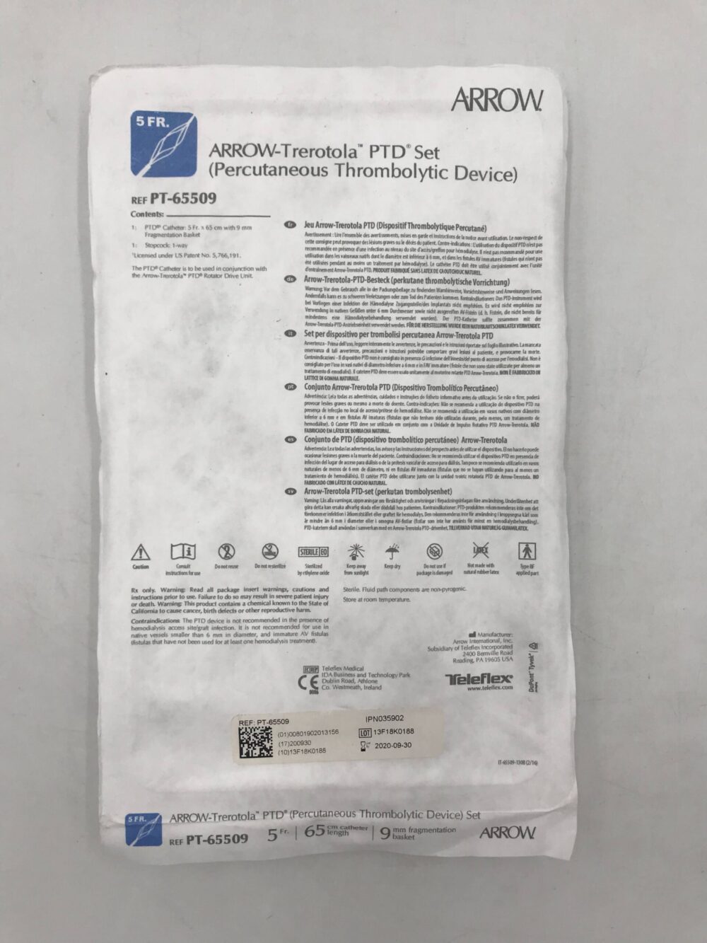 ARROW PT-65509 Trerotola PTD Set 5F x 65cm x 9mm(X) - GB TECH USA