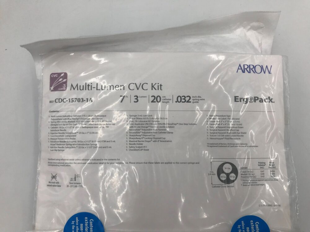 ARROW CDC-15703-1A Multi-Lumen CVC Kit Ergo Pack 7F x 20cm x .032in(X ...
