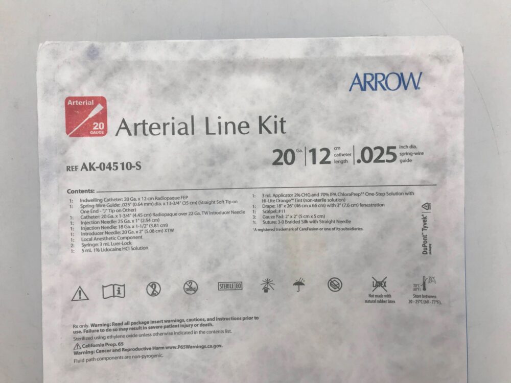ARROW AK-04510-S Arterial Line Kit 20Ga x 12cm x .025in(X) - GB TECH USA