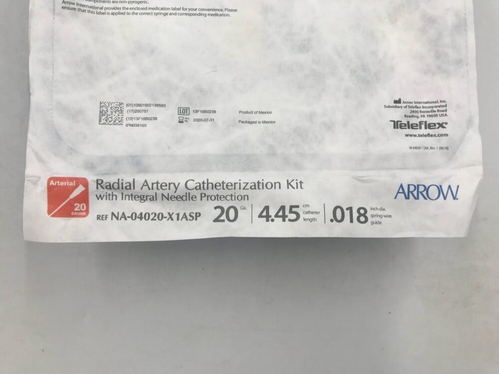 ARROW NA-04020-X1ASP Radial Artery Catheterization Kit w/Integral ...