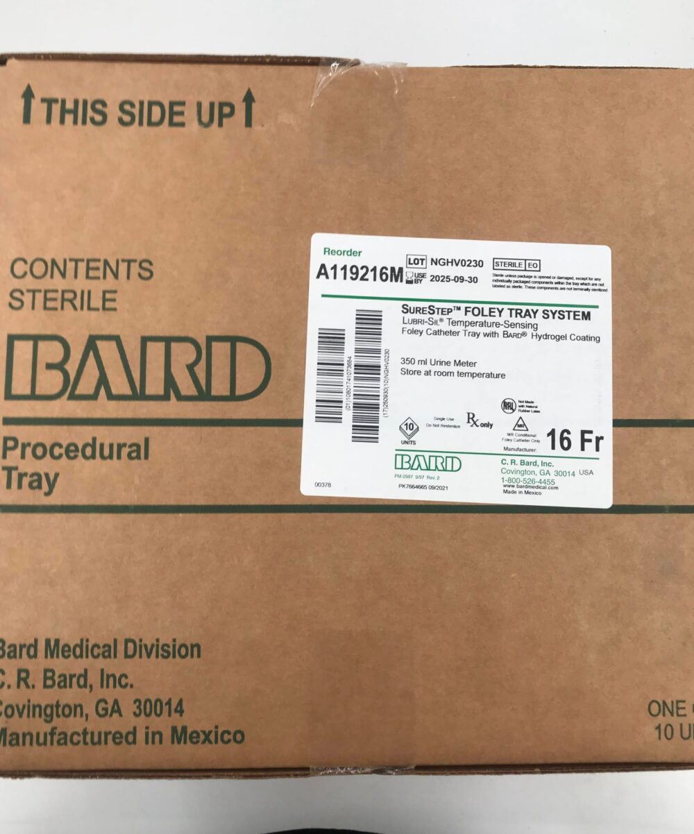 BARD A119216M SureStep Foley Tray System, Lubri-Sil Temperature-Sensing ...