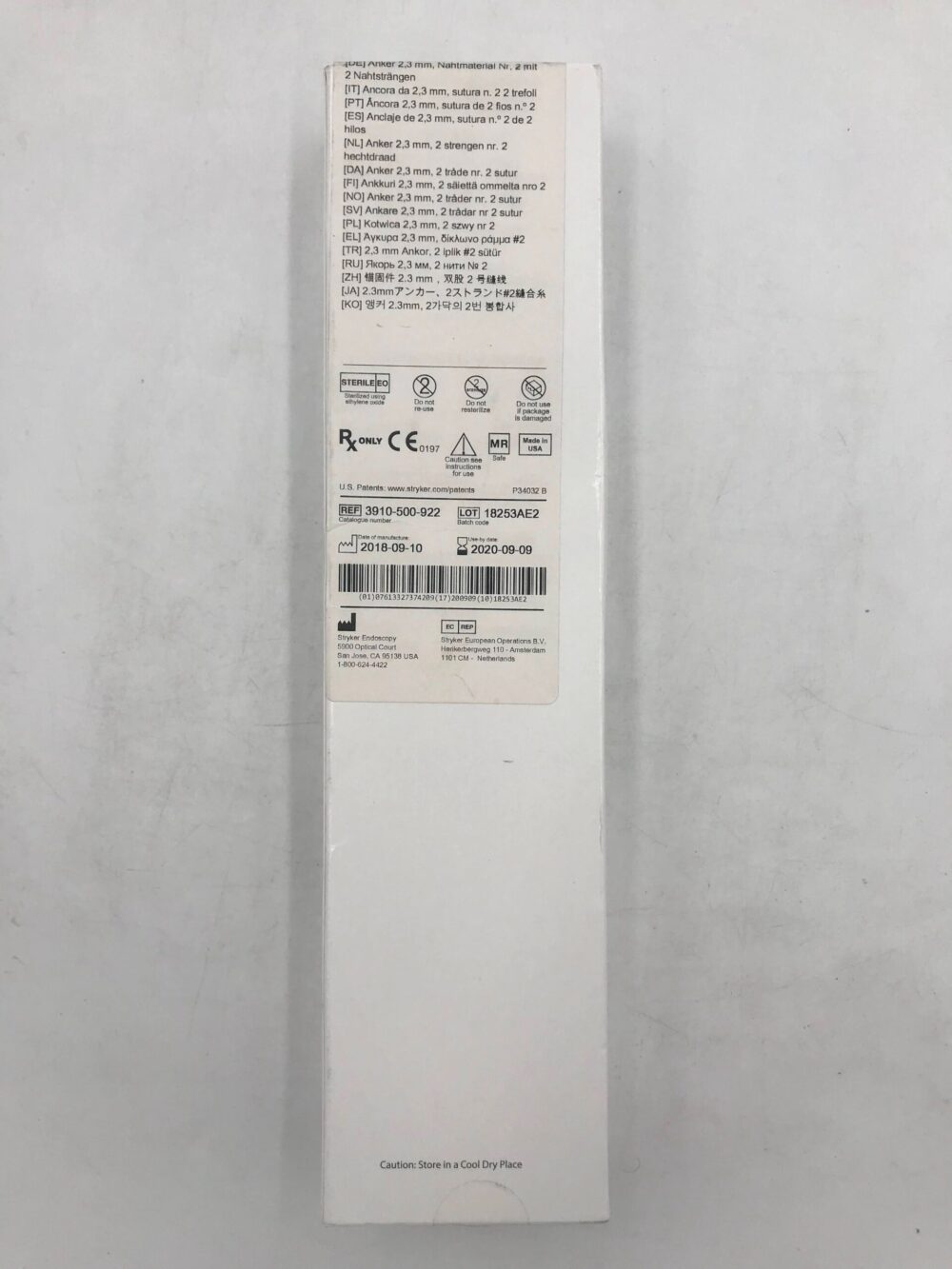 STRYKER 3910-500-922 ICONIX SPEED Anchor 2.3mm #2 Force Fiber Suture(X ...