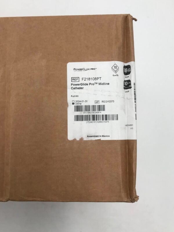 BARD F218108PT PowerGlide Pro Midline Catheter 18G x 10cm (10/Case)(X ...
