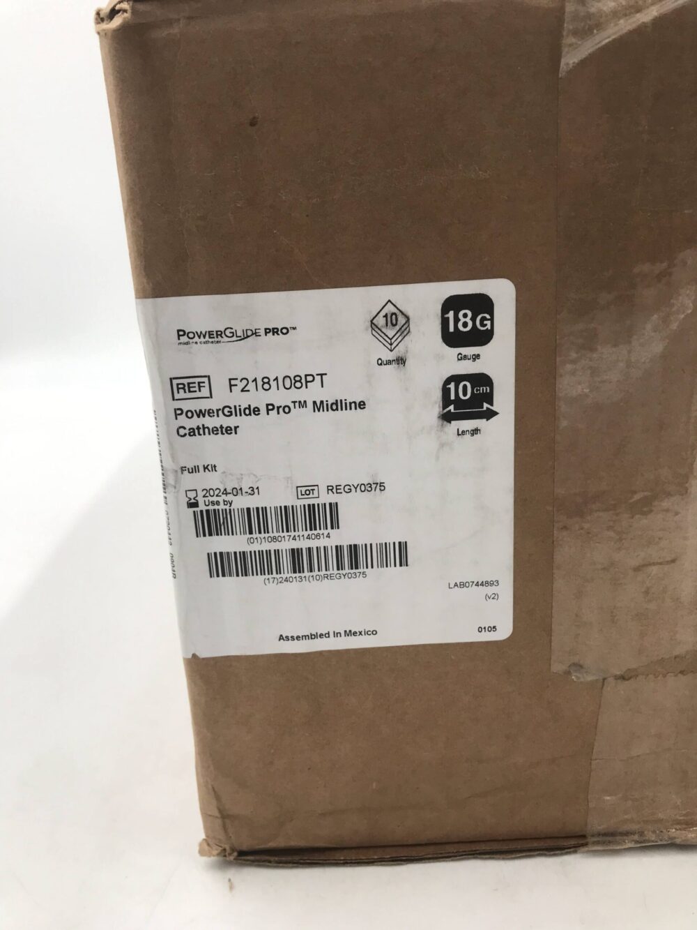 BARD F218108PT PowerGlide Pro Midline Catheter 18G x 10cm (10/Case)(X ...